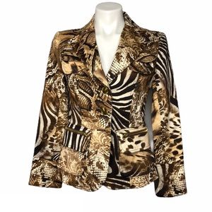 Cache | Jackets & Coats | Cache Brown Animal Print Stretch Fitted ...